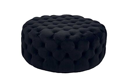 Pacific Lifestyle Black Velvet Button Pouffe | JB Furniture